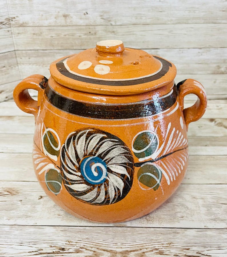 2 Liter Terra Cota Clay Pot for Beans Soups Olla Tonala De Barro Para ...