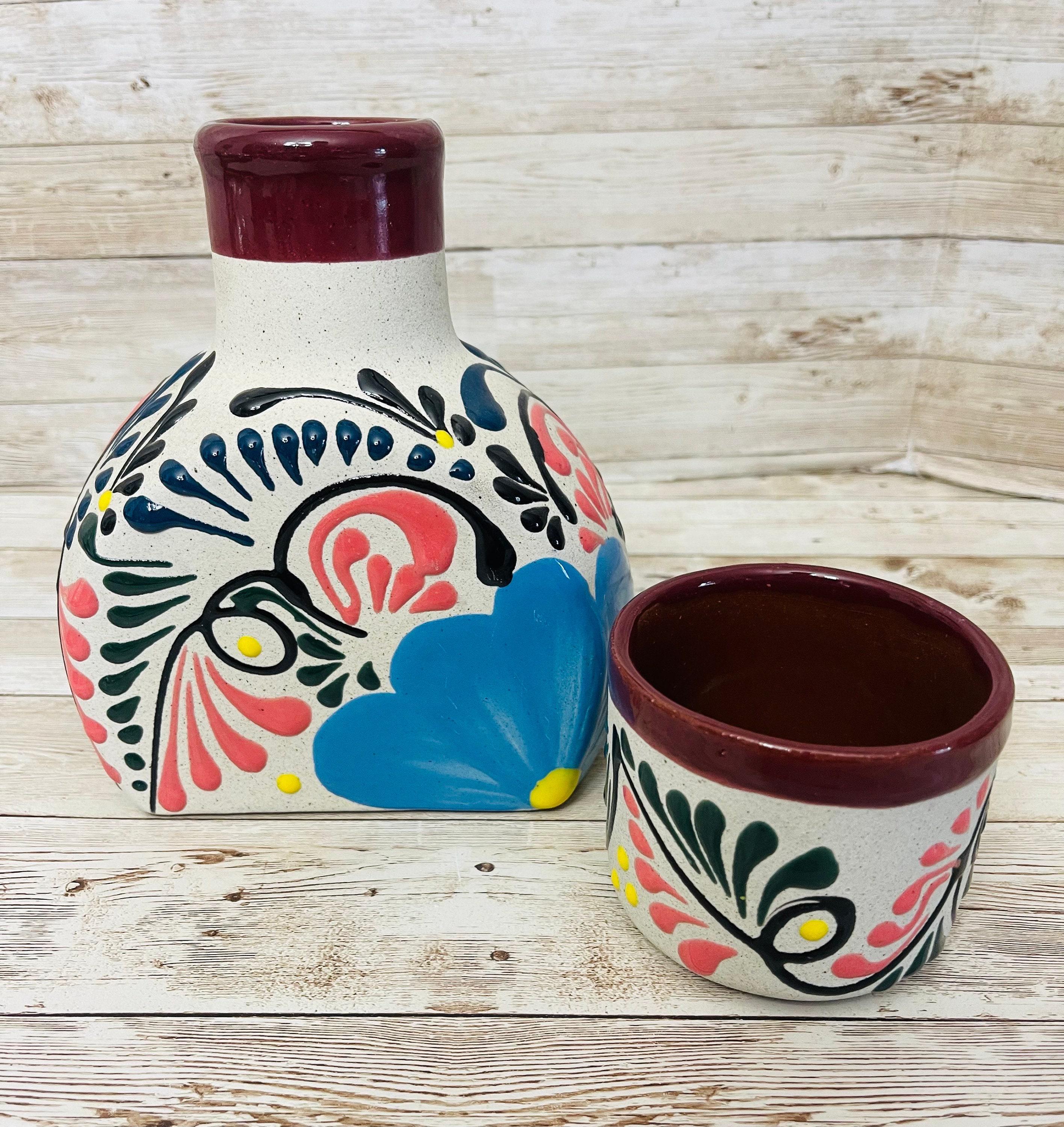 Terra Cotta Mexican Art Water Jug With Cup Garrafon De Barron Artesanal ...