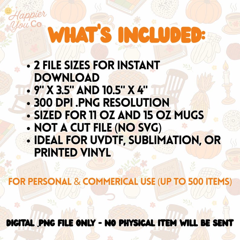 Grannycore Thanksgiving Mug Wrap PNG, Cozy Fall Design (digital ...