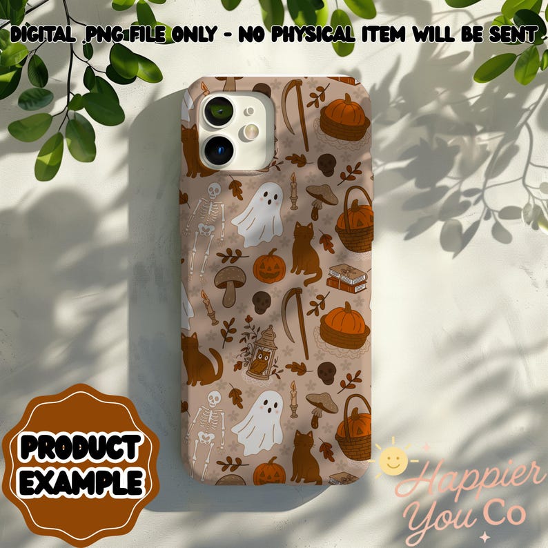 Cottagecore Halloween Pattern, Spooky Ghosts, Pumpkins (PNG Digital ...