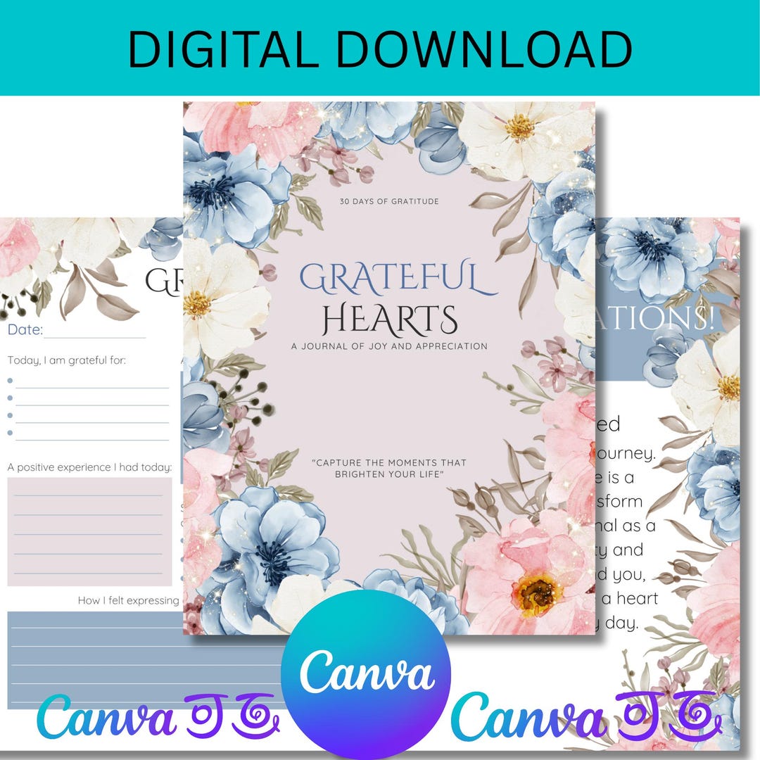 Grateful Hearts Gratitude Journal, JOURNAL, Mindfulness Diary ...