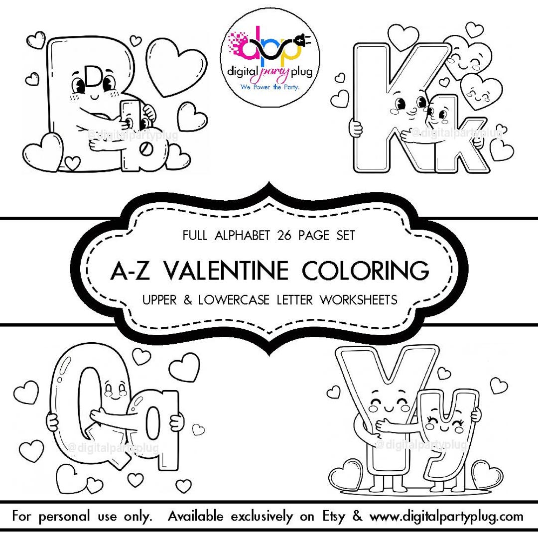 Valentine Alphabet Coloring Pages | Upper & Lowercase Letters With ...