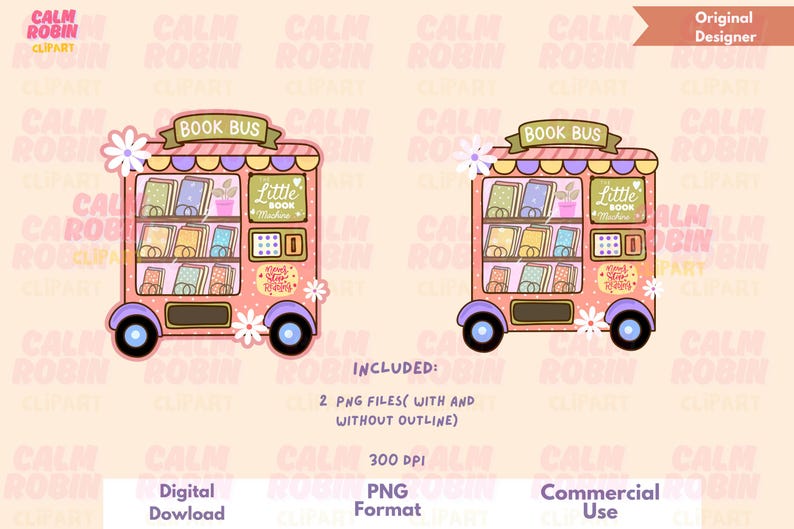 Book Bus PNG | Cute Bookish Vending Machine Clipart | Aesthetic Reading ...