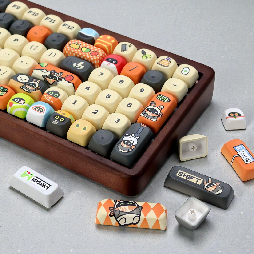 Cute Anime Bamboo Koa Profile Mechanical Keyboard 133 Keys Set Keycap ...