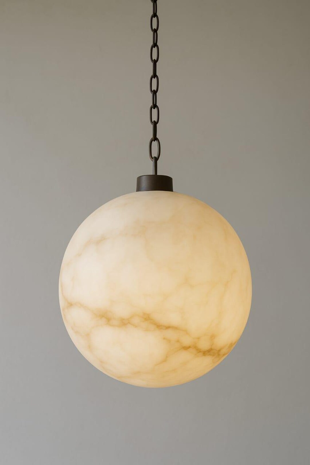 Handmade Alabaster Pendant Light Set: Modern Round Hanging Lamp - Etsy