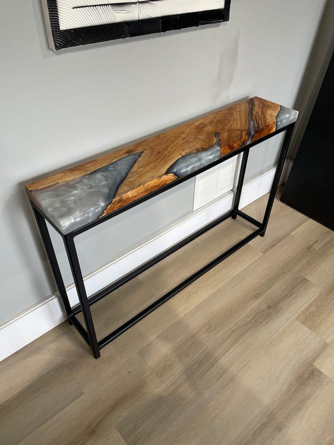 Silver Resin Console Table: Handmade Acacia Wood Entryway Furniture - Etsy