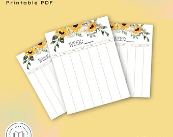Sunflower Weekly Planner Printable | Undated Weekly Layout | Floral ...
