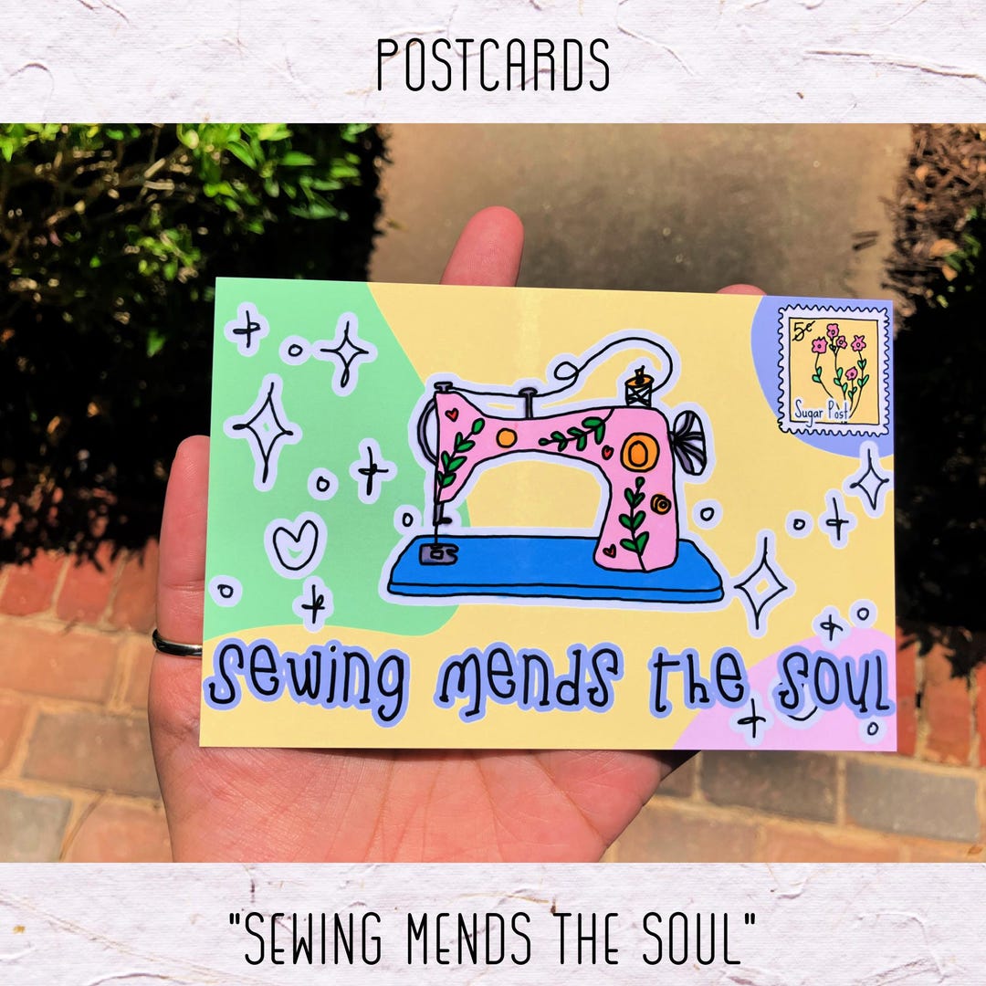 Postcard Sewing Mends the Soul | 4x6 | Glossy | Cute - Etsy
