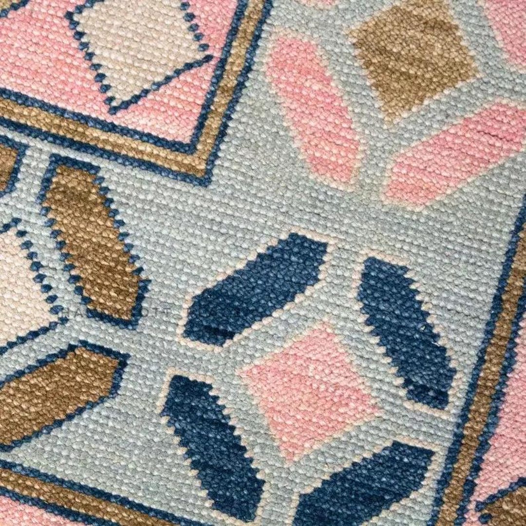 9x12 Oushak Pastel Wool Rug Geometric Hand Knotted Modern Tribal Area ...
