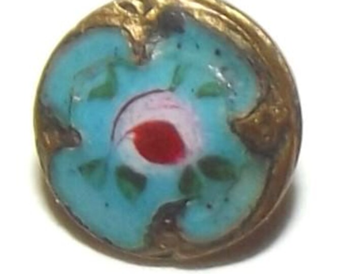 Antique Enamel Button Diminutive Size W/ Rose - Etsy
