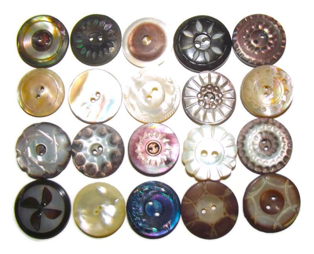 20 Antique Iridescent Tinted and Etched Abalone Pearl Buttons - Etsy