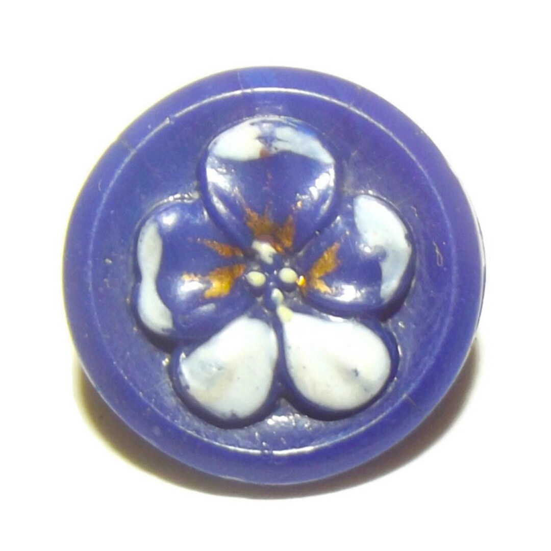 Antique Button Victorian Era Dark Blue Glass Button W/ Pansy - Etsy