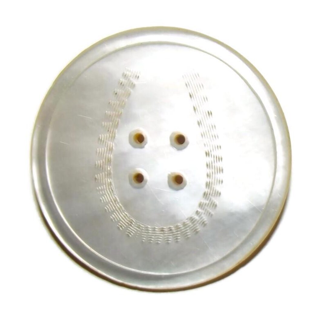 Antique Button Large White Pearl Button With Etched Horseshoe Design - Etsy