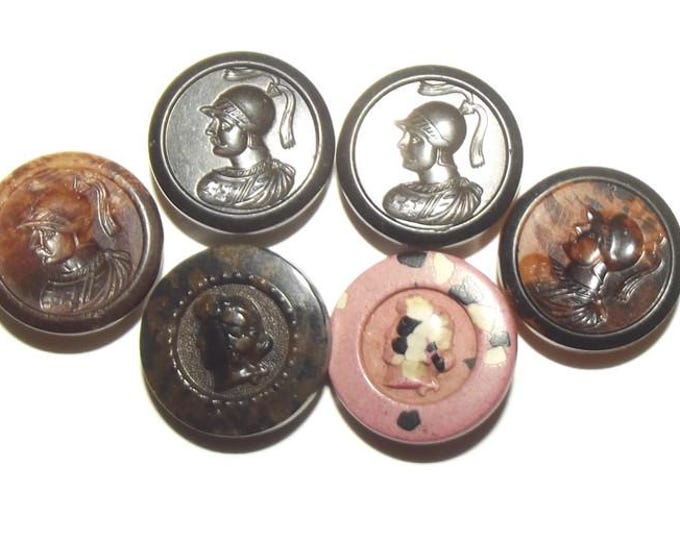 Antique Buttons ~ 6 Composition Buttons Classical Roman Heads - Etsy