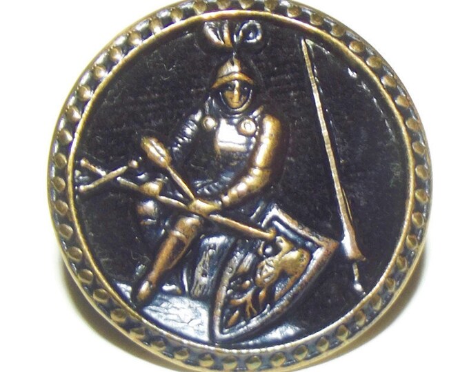 Antique Button ~ Metal and Velvet Perfume Button W/ Man in Armor and ...