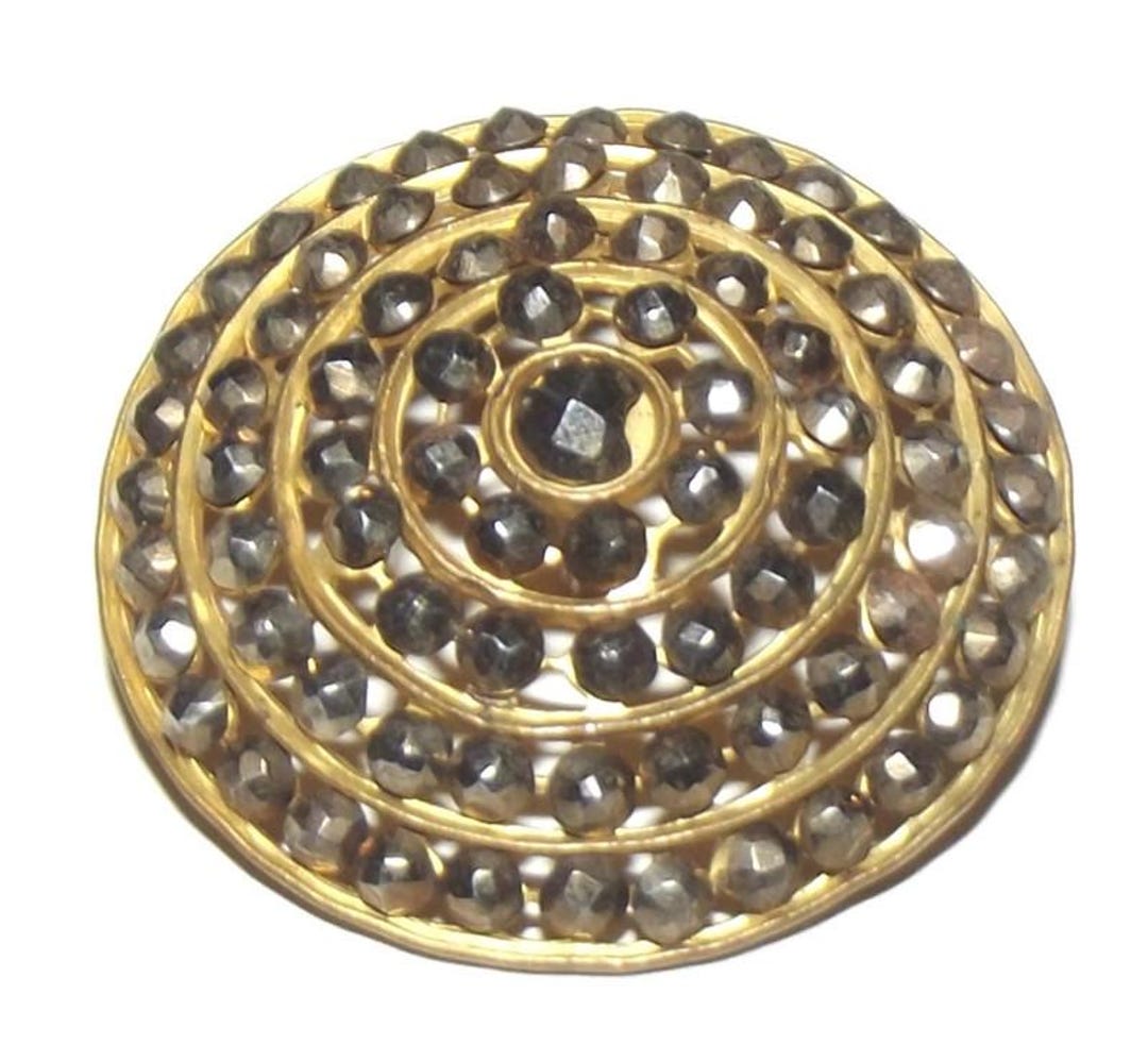 Antique Button Large Metal Button W/ Concentric Faceted Cut Steel ...