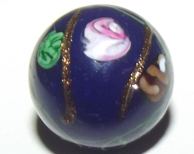 Antique Button ~ Blue Glass Button W/ Lovely Floral Roses - Etsy