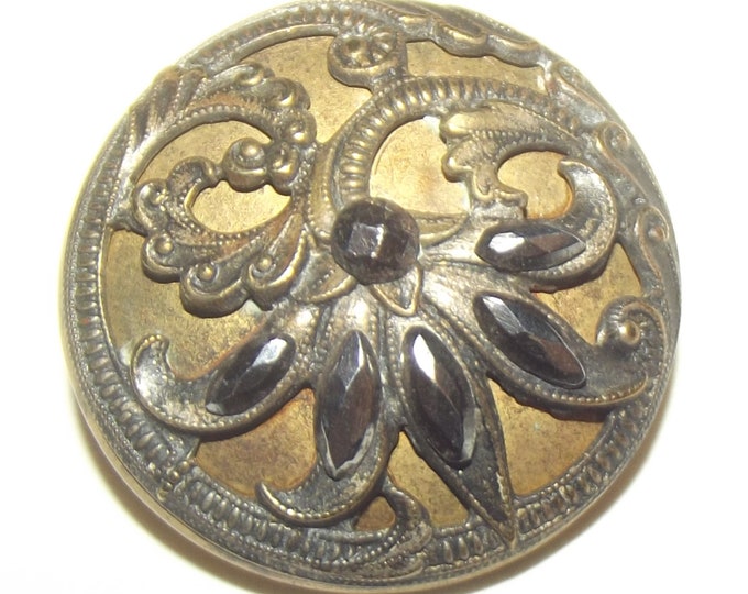 Antique Metal Button Brass With Overlay & Cut Steel Embellishment - Etsy
