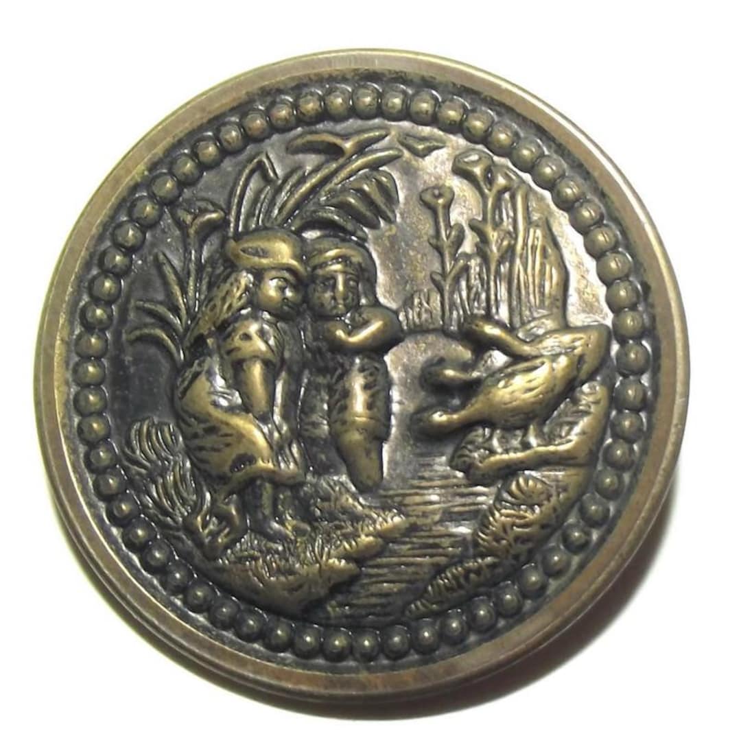 Large Antique Metal Button Story Button of Hansel & Gretel - Etsy