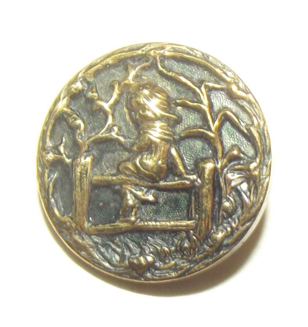 Antique Button Victorian Metal french Tight Paris Back Picture Button ...