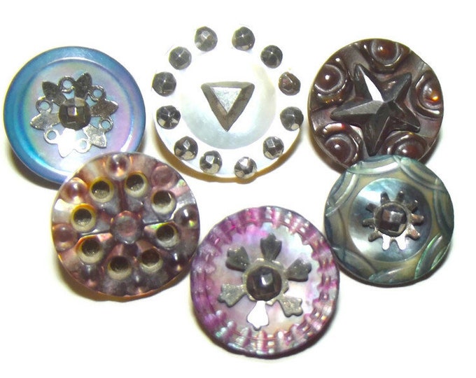 Antique Pearl Buttons Carved and Cut Steel Embellishments - Etsy