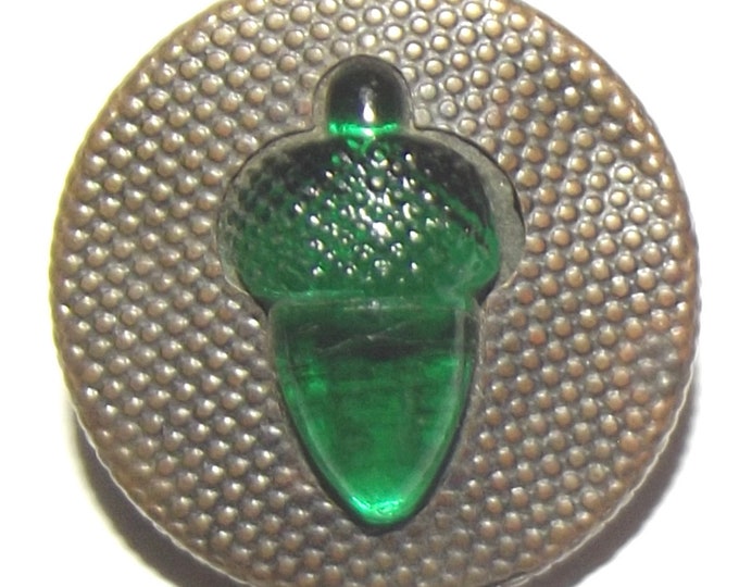 Antique Button Metal & Green Glass Acorn Button Vest Button - Etsy