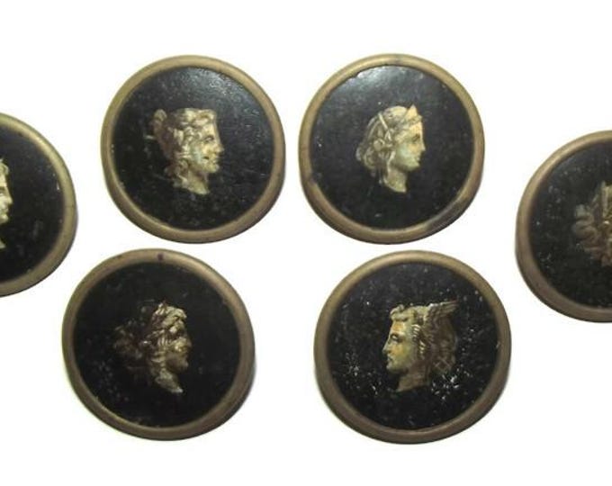 Antique Buttons ~ Set of 6 Early 1800's Lithograph on Paper Buttons of ...