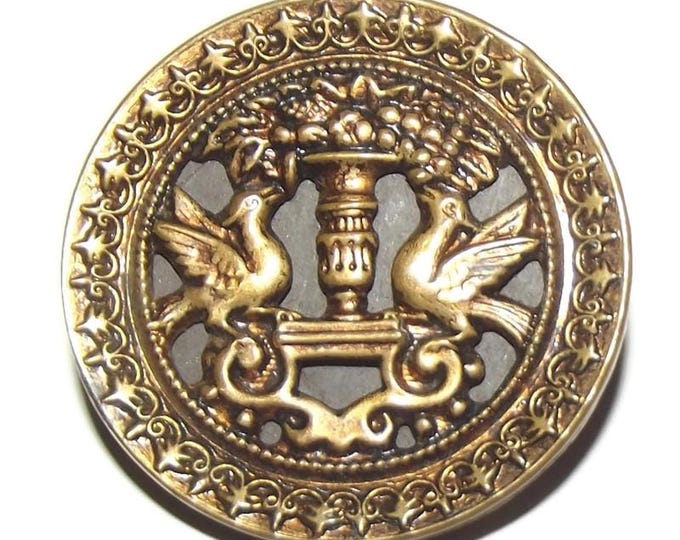 Antique Button ~ Large Metal Button Birds With an Urn - Etsy