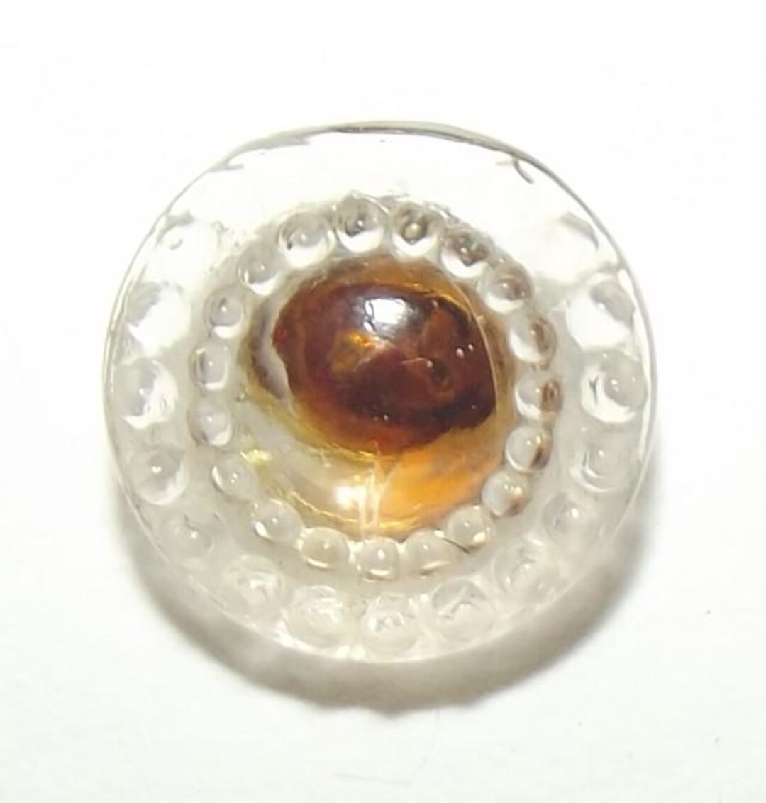 Antique Button Glass Radiant Reflector Button W/amber Drop of Color - Etsy