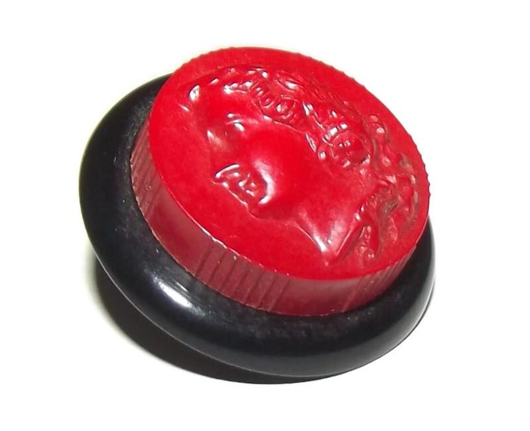Hard to Find Vintage Colt Button 2 Piece Rouge Cameo Button Red and ...