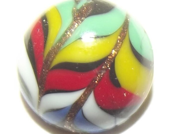 Antique Colorful Art Glass Button W/ Gold Stone - Etsy