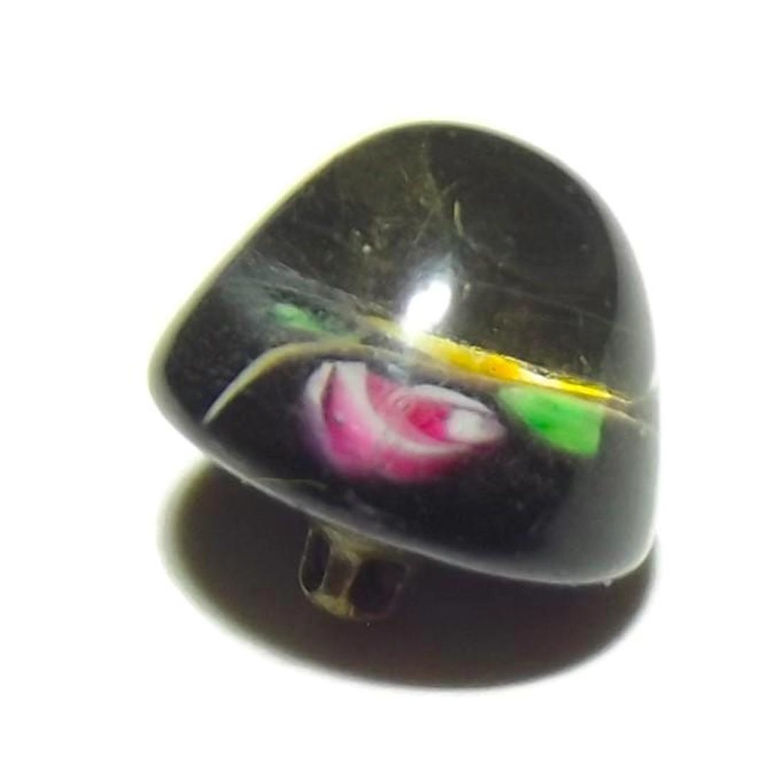 Antique Button ~ Glass Paperweight Button Cone Shape With Florals - Etsy