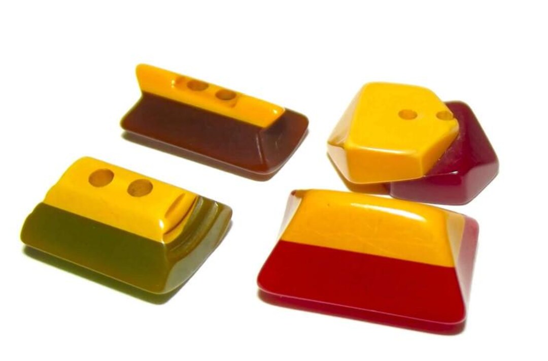 Vintage Buttons Bakelite Triangle Wedge Shape 2 Color Buttons - Etsy