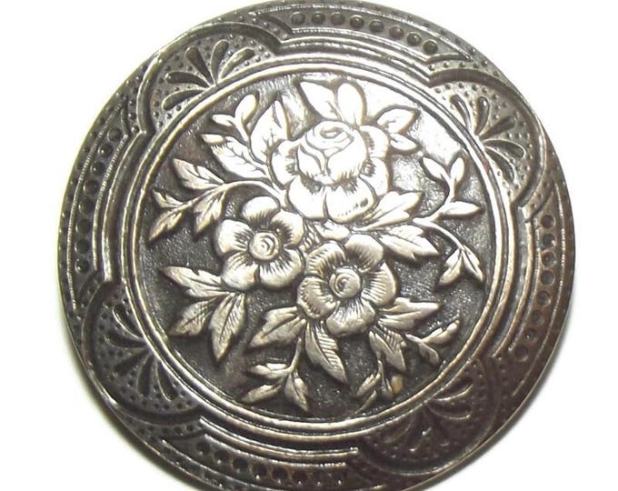 Antique Button ~ White Metal Button With Pretty Floral Design - Etsy