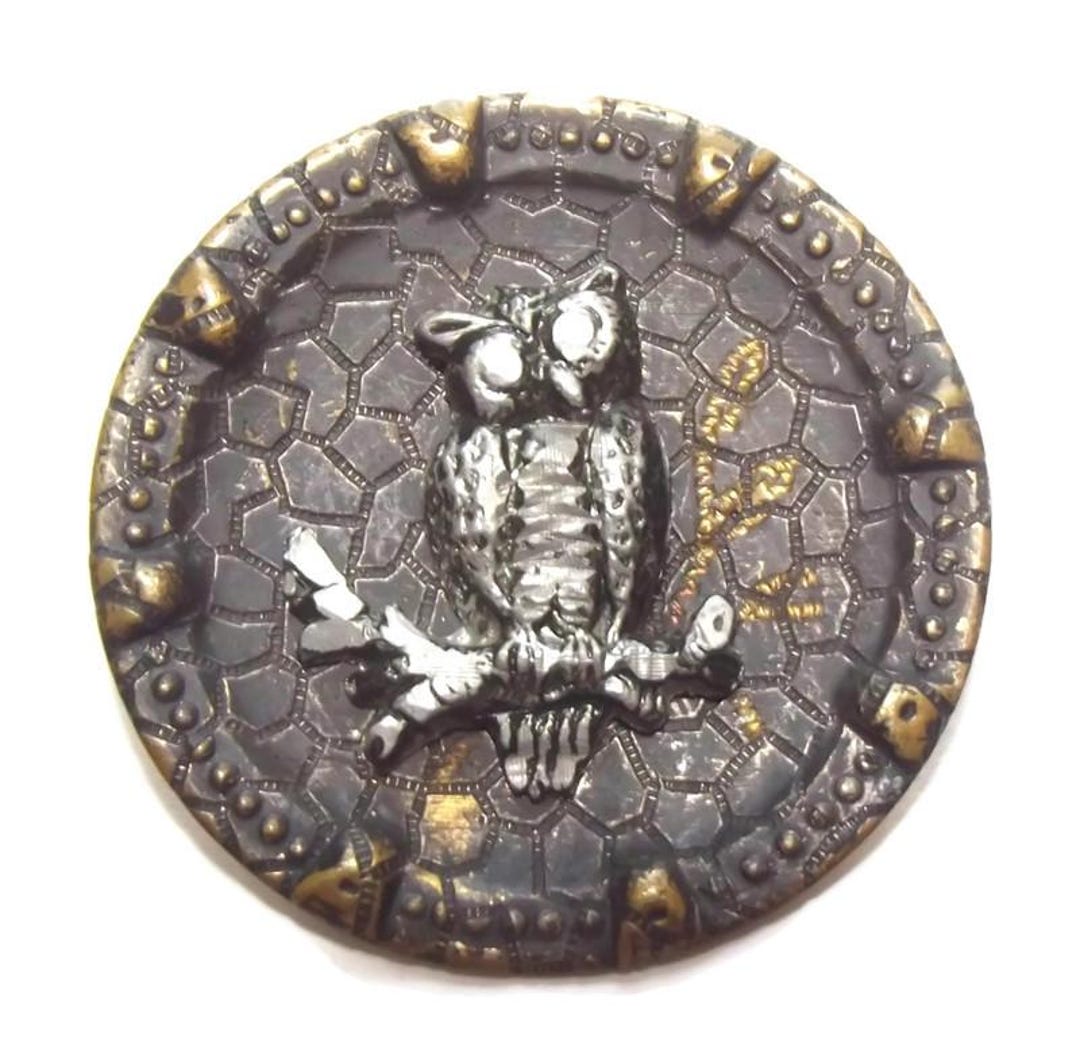 Antique Button ~ Large Metal Button Owl With the Goo Goo Eyes ~ Large ...