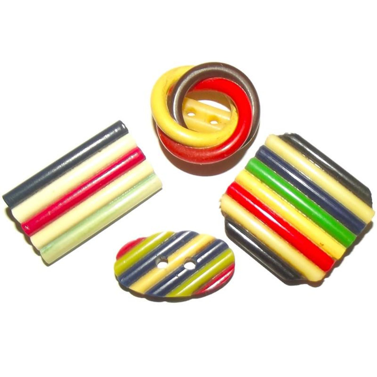 Vintage Buttons ~ 1930's Celluloid Buttons Assortment of Extruded ...
