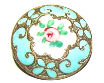 Antique Enamel Button | Etsy