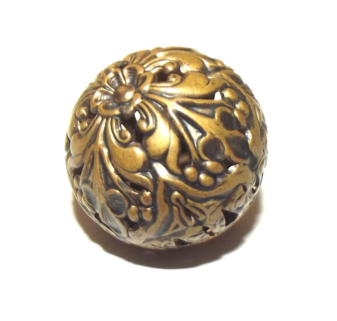 Antique Button ~ Bigger Lacy Metal Openwork Cricket Cage Style Button ...