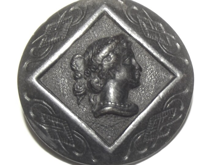 Antique Button ~ Horn Button With Classical Greek Head ~ Antique Horn ...