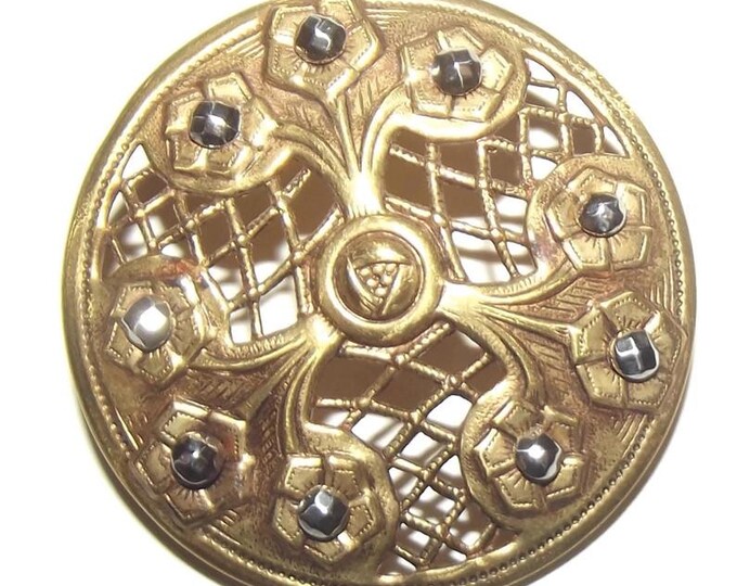 Antique Button ~ Large Metal Button W/faceted Cut Steel Embellishment ...