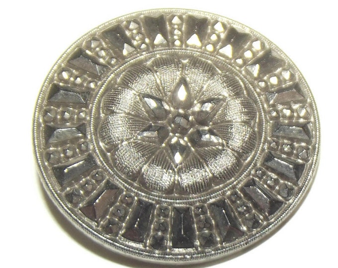 Antique Large Victorian Lacy Black Glass Button W/ Silver Luster - Etsy