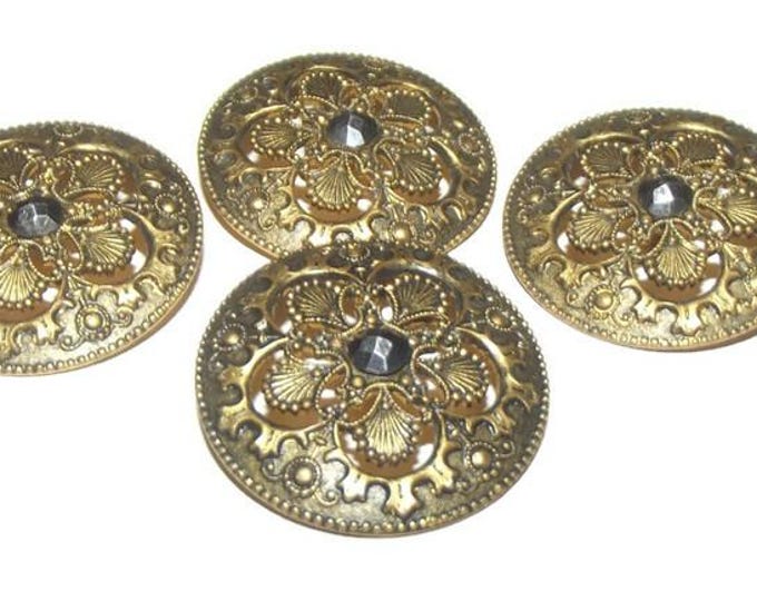 Set of 4 Stunning Antique Metal Buttons Open Design & Cut Steel ...