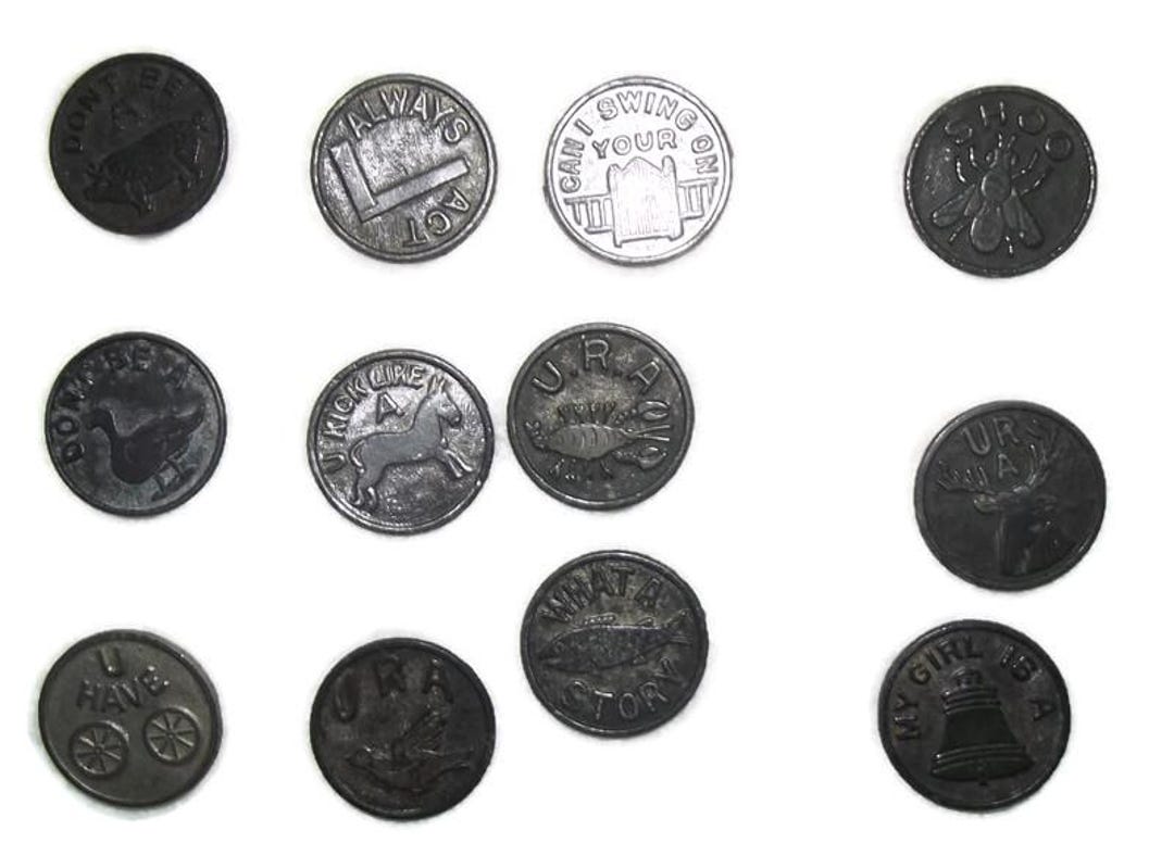 Antique Rebus Stud Buttons Set of 12!! Circa 1910's "shoo Fly", "what a ...