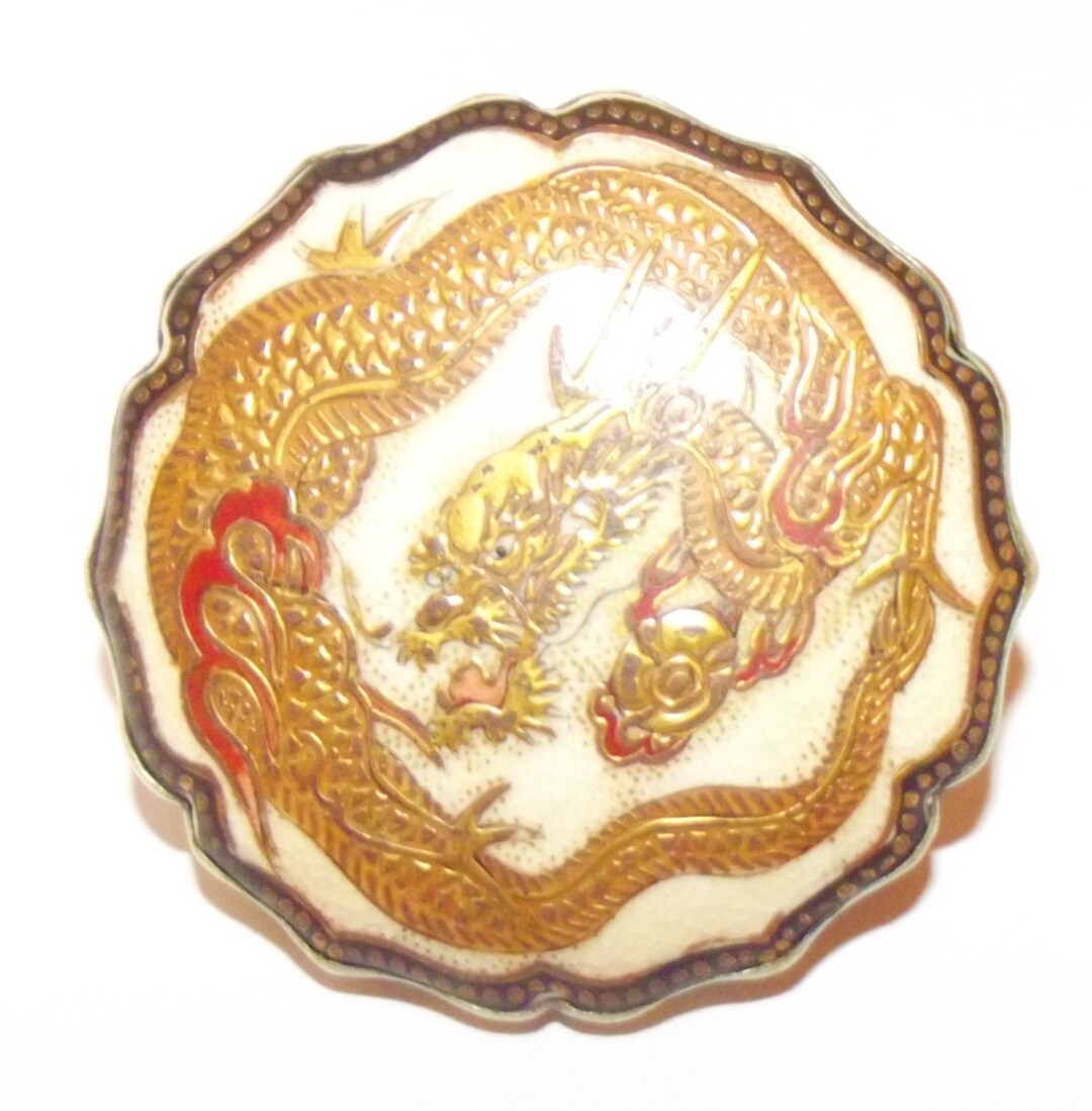 Antique Buckle Stunning Satsuma Buckle Heavily Encrusted Gold Dragon ...
