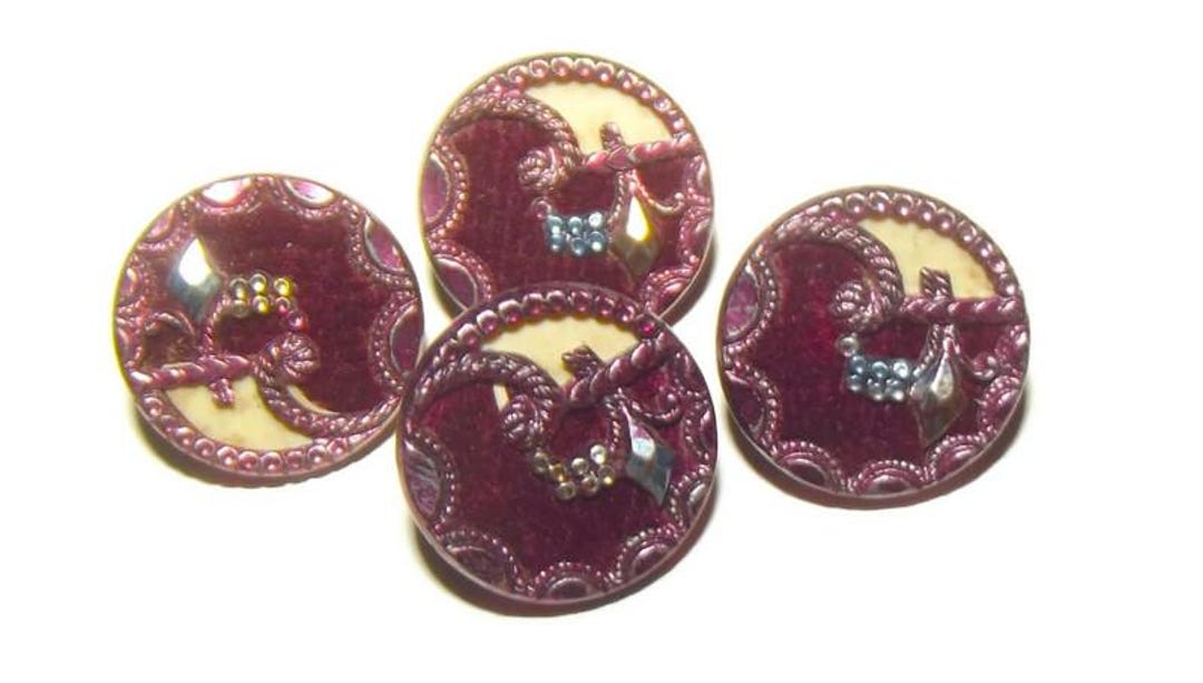 Antique Buttons Very Pretty Metal Dress Buttons With Velvet & Ivoroid ...