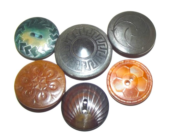 Antique Buttons ~ Vegetable Ivory Buttons W/ Pressed Designs Medium ...