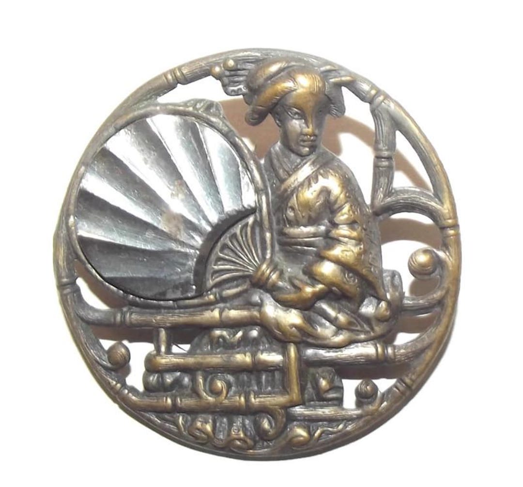 Antique Picture Button: Unusual Large Open Work Yum Yum From the Mikado ...