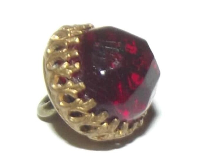Stunning Antique Diminutive Ruby Glass Set in Metal Button - Etsy