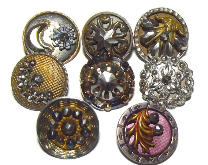 Antique Buttons ~ Great Assortment of Small Metal Buttons W/ Cut Steels ...
