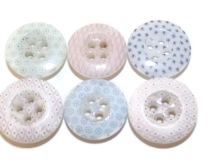 Antique Buttons ~ 6 China Calico Buttons Primitive Civil War Era ~ Re ...